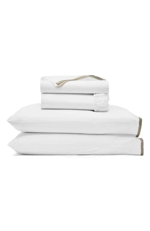 BOLL & BRANCH Framed Percale Sheet Set - White/ Oak