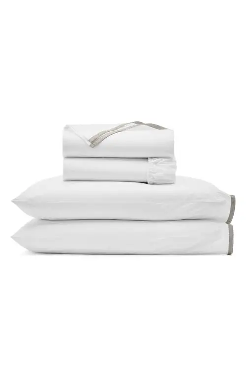 BOLL & BRANCH Framed Percale Sheet Set - White/pewter