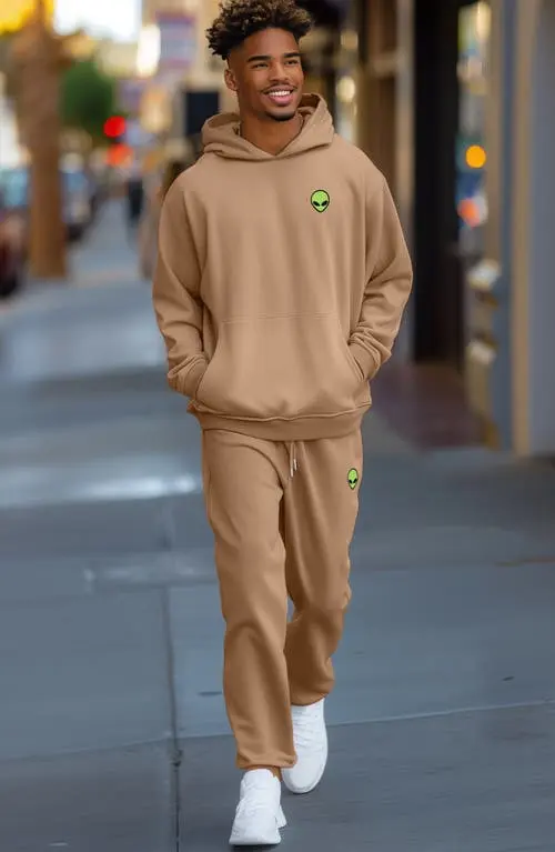 DALIX Relaxed Fit Fleece Sweatsuit - Camel