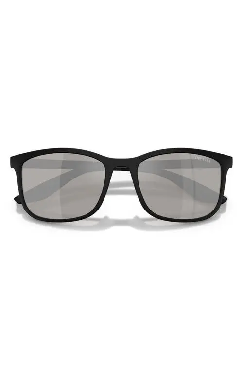 Prada 56mm Pillow Sunglasses - Matte Black/grey Silver
