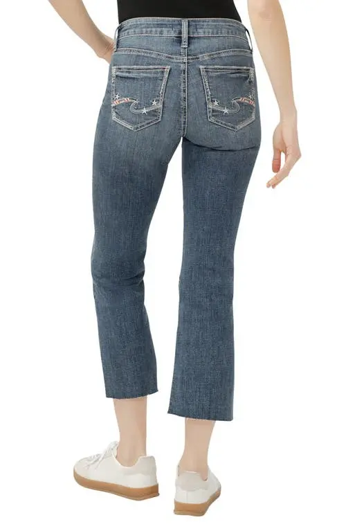 SILVER JEANS CO. Suki Curvy Raw Hem Mid Rise Kick Flare Jeans - Glory