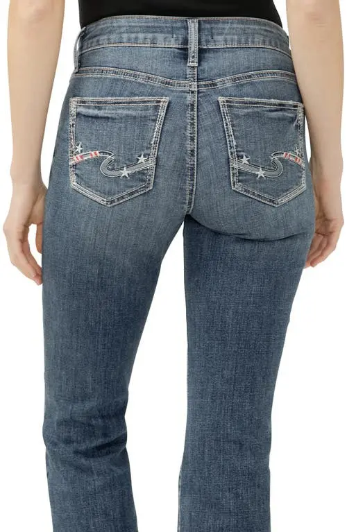 SILVER JEANS CO. Suki Curvy Raw Hem Mid Rise Kick Flare Jeans - Glory