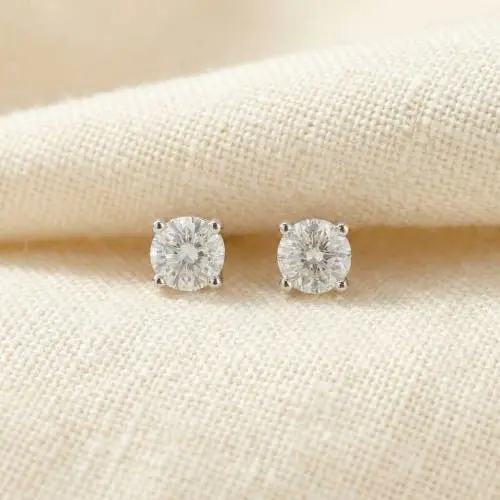 BLISS DIAMOND 14k Gold Diamond Stud Earrings - White Gold