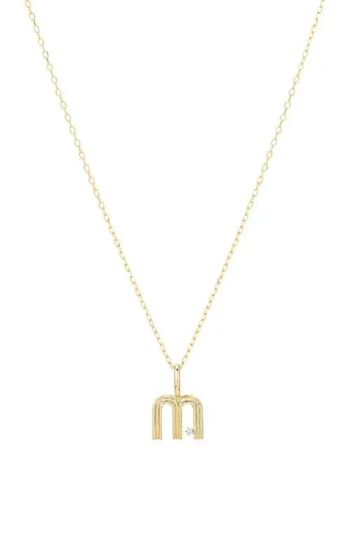Adina Reyter Groovy Diamond Initial Charm Necklace - Yellow Gold - M