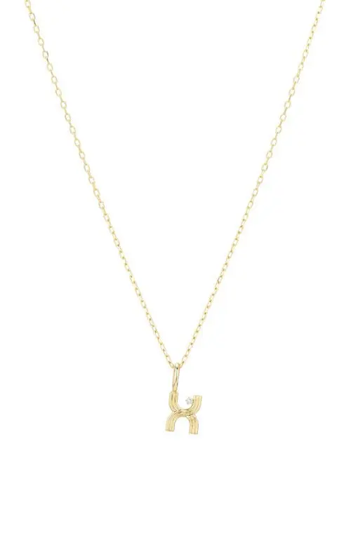 Adina Reyter Groovy Diamond Initial Charm Necklace - Yellow Gold - X