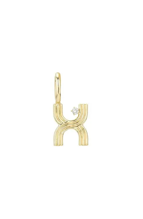 Adina Reyter Groovy Diamond Initial Charm Necklace - Yellow Gold - X
