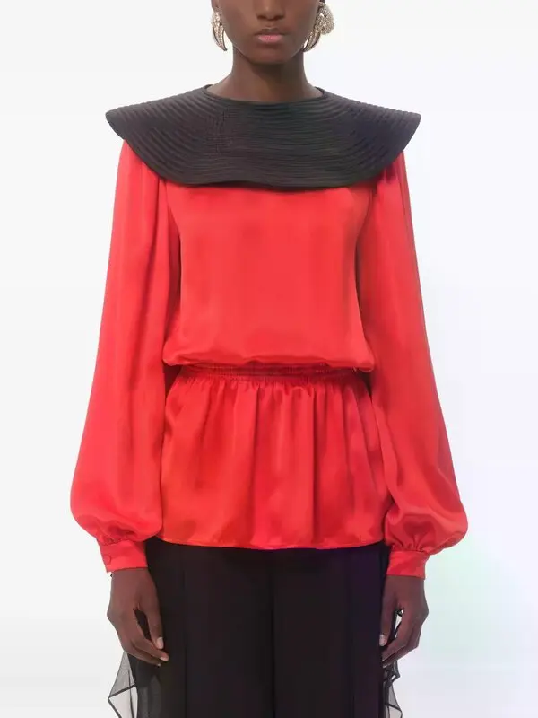 Valentino Garavani Elasticated-waistband Blouse - Red