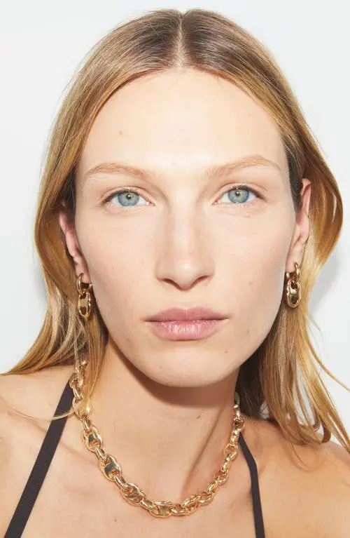 Tory Burch Small Gemini Link Hoop Earrings - Light Brass