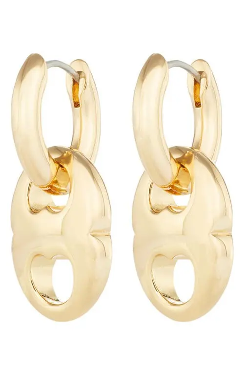 Tory Burch Small Gemini Link Hoop Earrings - Light Brass