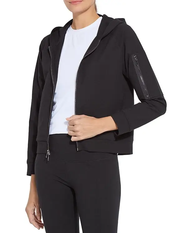 Lyssé Cotton Zip Up Hoodie Sweatshirt - Black