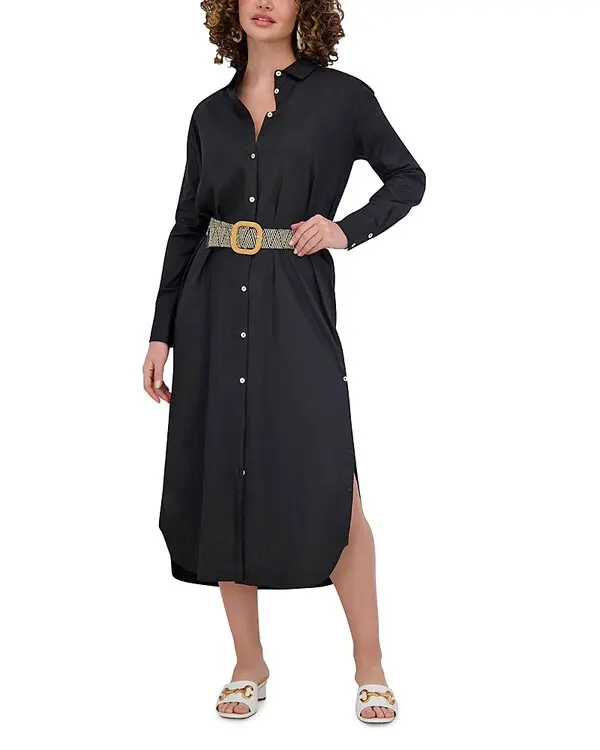 POINT Linen Blend Shirt Dress - Black