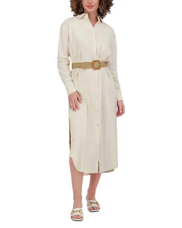POINT Linen Blend Shirt Dress - Ecru