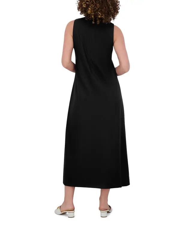 POINT Linen Blend Crewneck Maxi Dress - Black