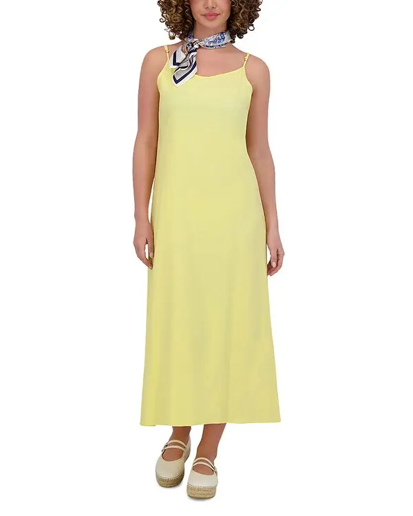 Point Linen Blend A-Line Slip Dress - Lemoncello | Editorialist