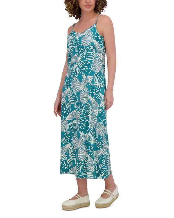 linen blend a line dress Plum Linen-Blend Drop Waist Cora Midi Dress