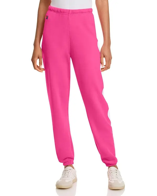 Aviator Nation Heart Stitch Sweatpants - Neon Pink/white