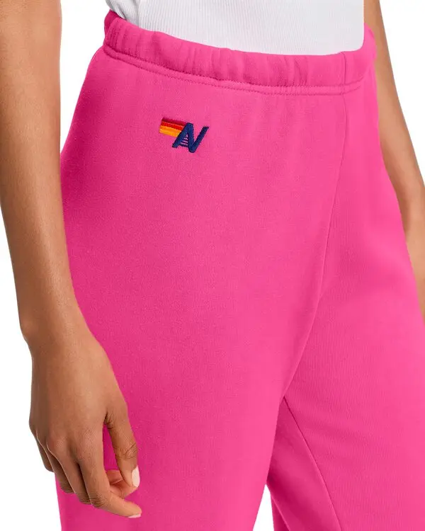 Aviator Nation Heart Stitch Sweatpants - Neon Pink/white
