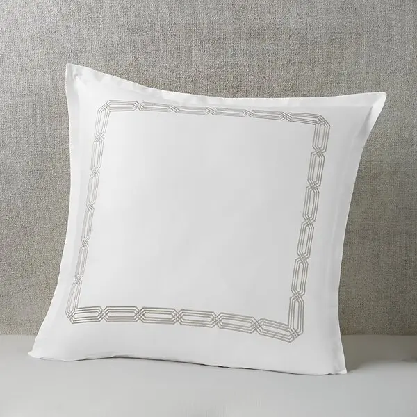 HUDSON PARK COLLECTION Italian Tivoli Embroidered Euro Sham, Pair Exclusive - White/silver