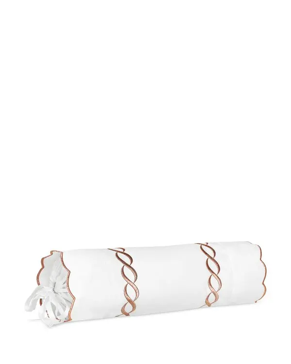 PRATESI Treccia Splendore Neckroll Sham - White/rose Gold
