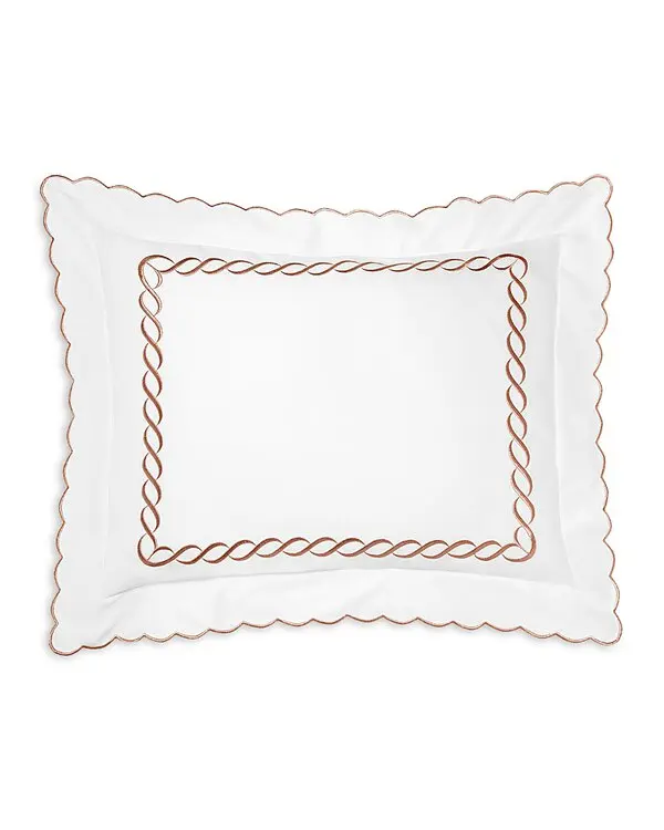 PRATESI Treccia Splendore Queen Sham - White/rose Gold