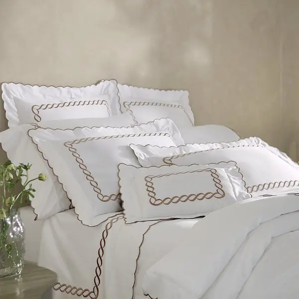 PRATESI Treccia Splendore Queen Sham - White/rose Gold