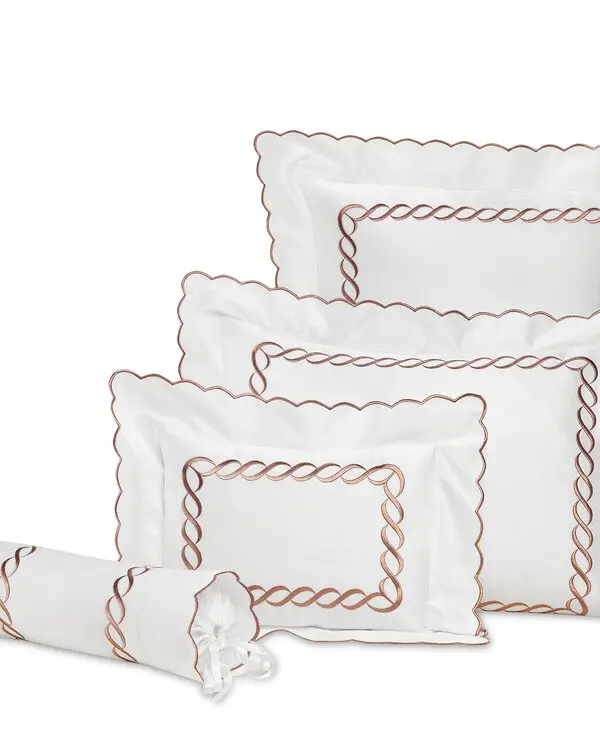 PRATESI Treccia Splendore Queen Sham - White/rose Gold