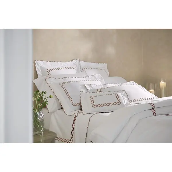 PRATESI Treccia Splendore Queen Sham - White/rose Gold
