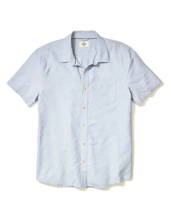 Marine Layer California Naturals Regular Fit Classic Short Sleeve Shirt - Chambray