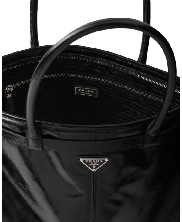 Prada Leather Tote Bag - Black