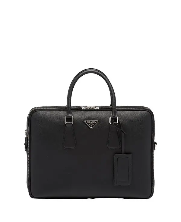 Prada Saffiano Leather Briefcase - Black