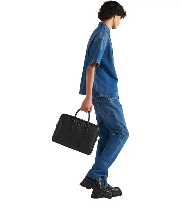 Prada Saffiano Leather Briefcase - Black