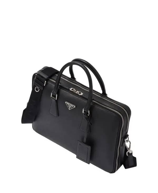 Prada Saffiano Leather Briefcase - Black