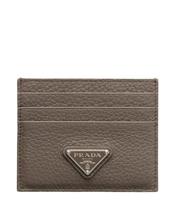 Prada Leather Card Holder - Grey