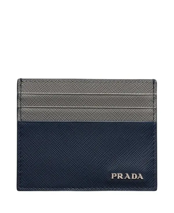 Prada Saffiano Leather Card Holder - Blue
