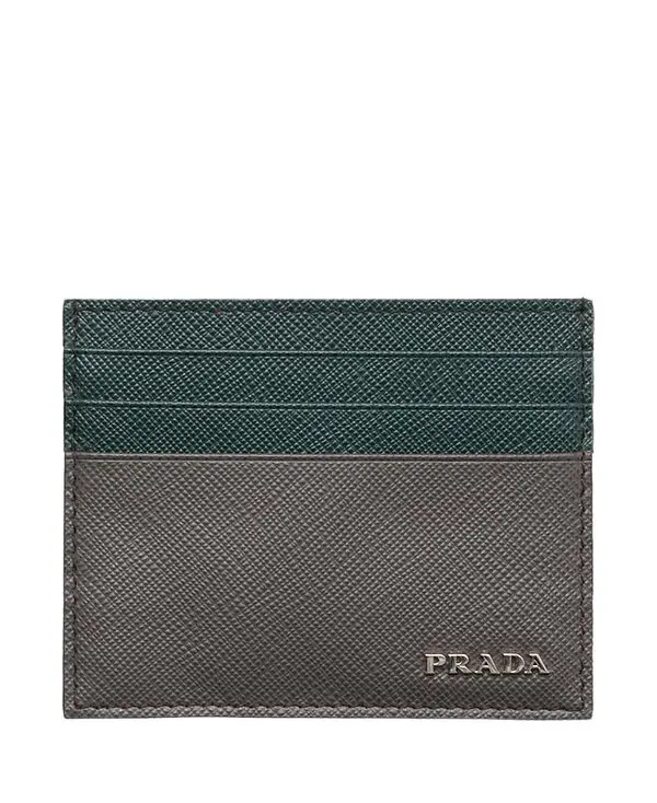 Prada Saffiano Leather Card Holder - Grey