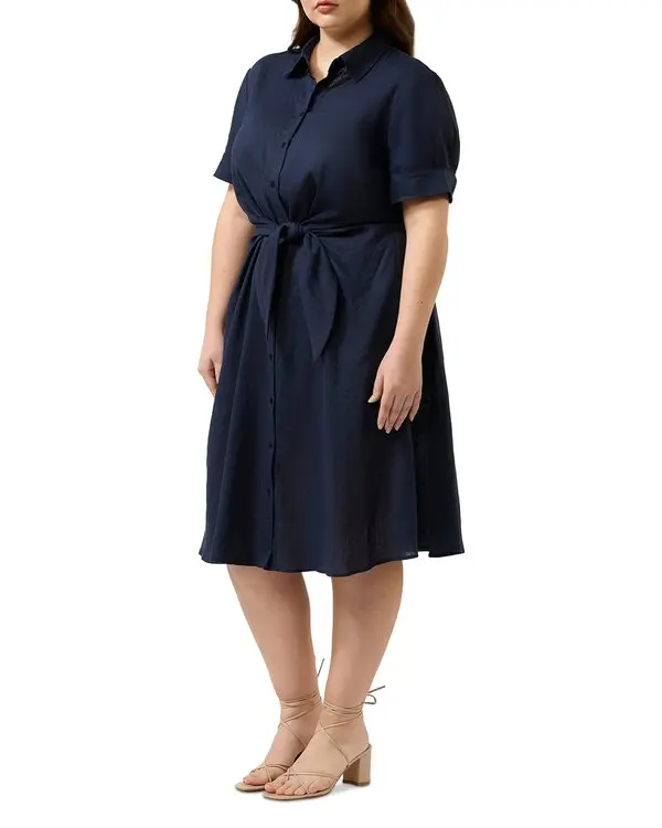 Estelle Esther Belted Shirt Dress - Navy
