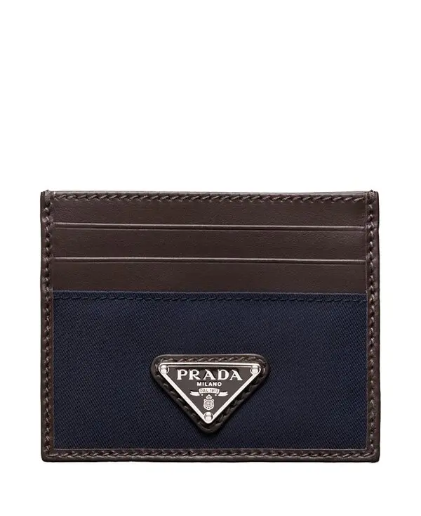 Prada Re-nylon And Leather Card Holder - Blue