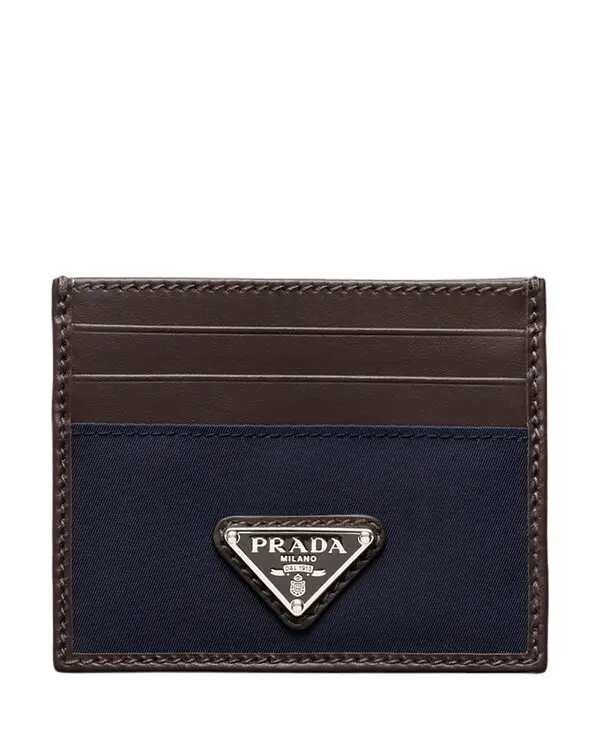 Prada Re-nylon And Leather Card Holder - Blue