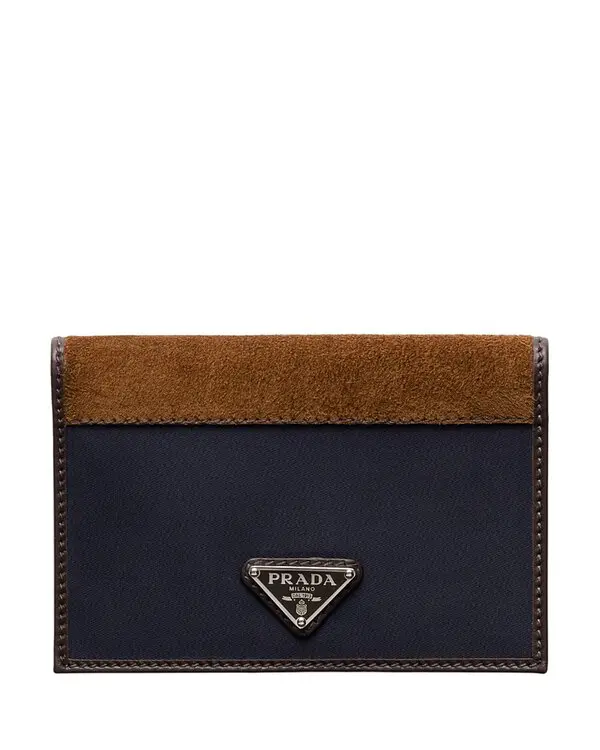 Prada Re-nylon And Leather Passport Holder - Blue