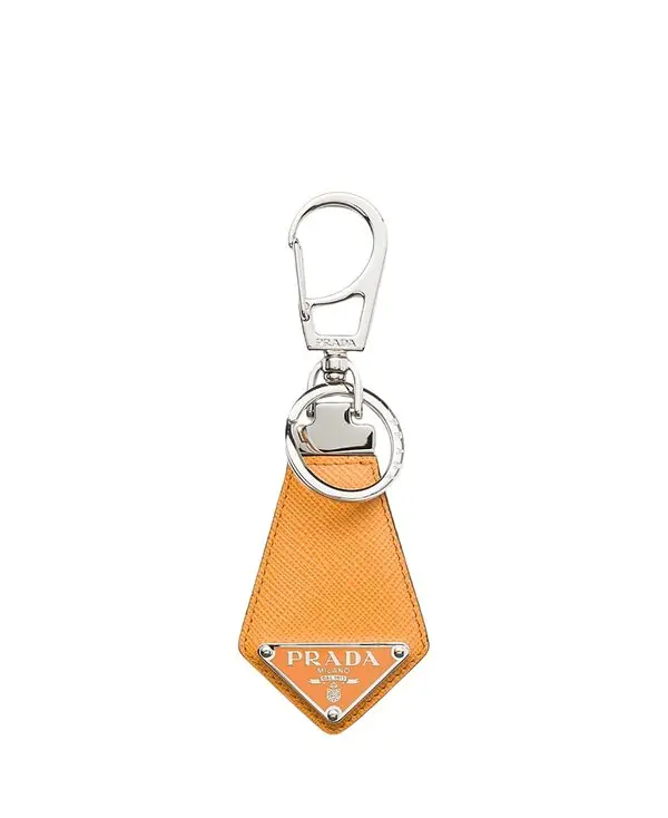 Prada Saffiano Leather Keychain - Orange