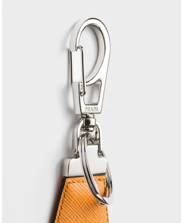 Prada Saffiano Leather Keychain - Orange