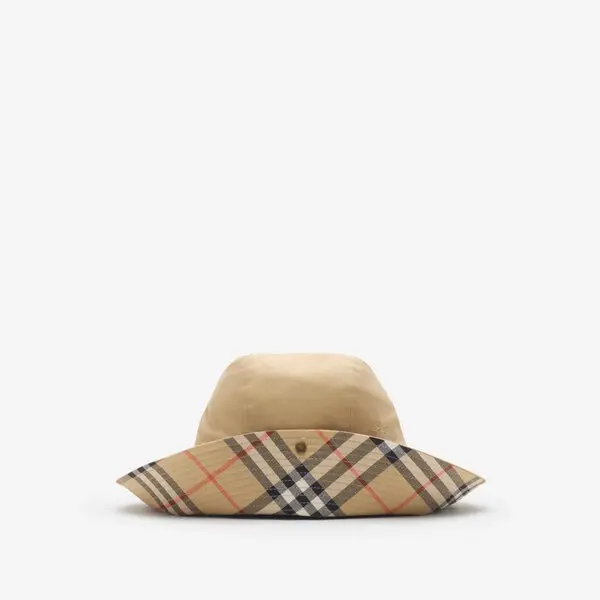 Burberry Check Brim Gabardine Hat - Beige Beige