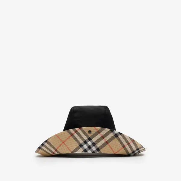 Burberry Check Brim Gabardine Bucket Hat - Black