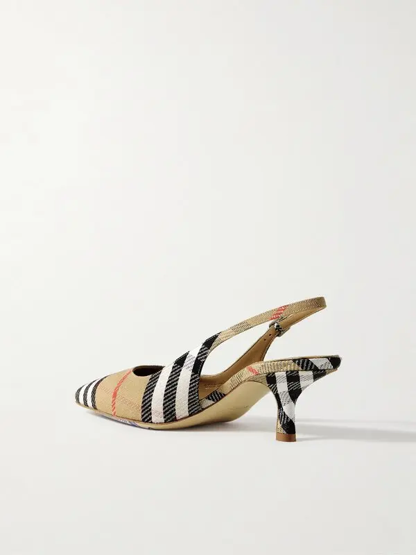 Burberry Checked Canvas Jacquard Slingback Pumps