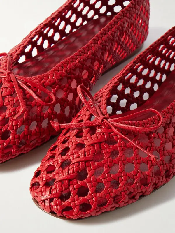 Le Monde Beryl Regency Bow-embellished Woven Ballet Flats