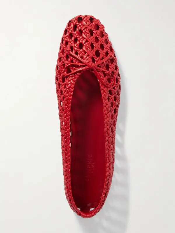 Le Monde Beryl Regency Bow-embellished Woven Ballet Flats