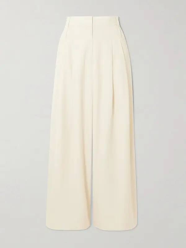 ST. AGNI Double Loop Pleated Wide-leg Crepe Pants