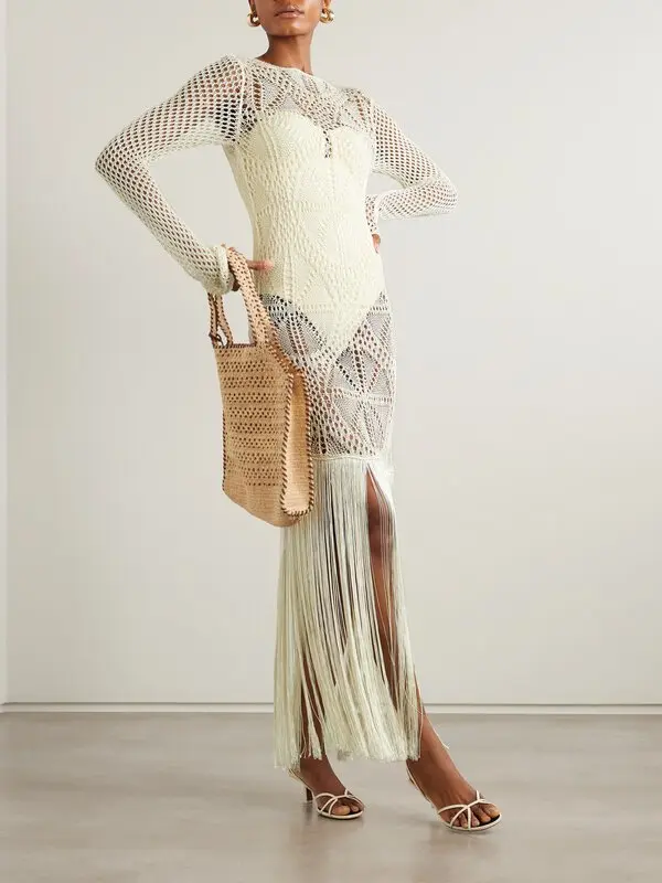 Stella McCartney Fringed Crocheted Maxi Dress
