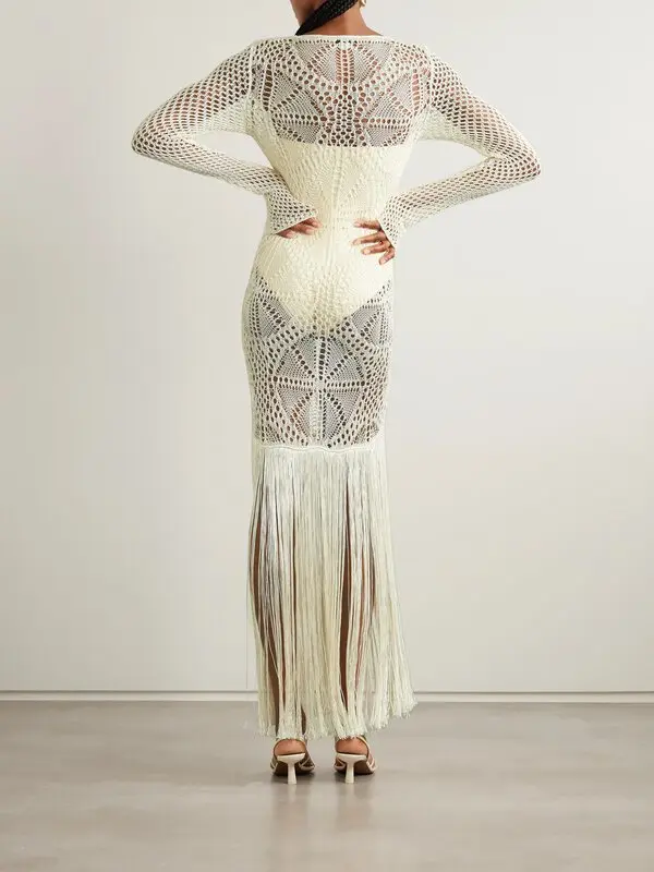 Stella McCartney Fringed Crocheted Maxi Dress