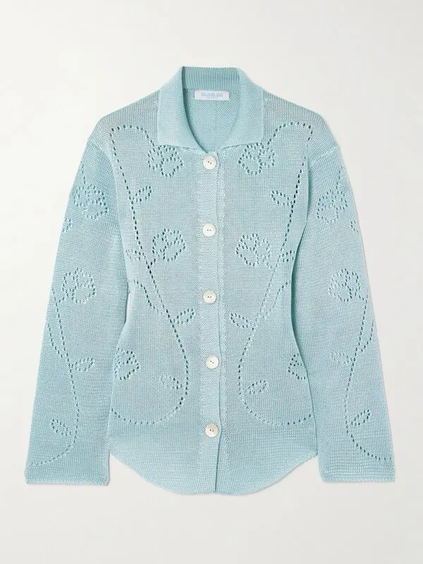 Calle Del Mar Ivy Pointelle-knit Cardigan